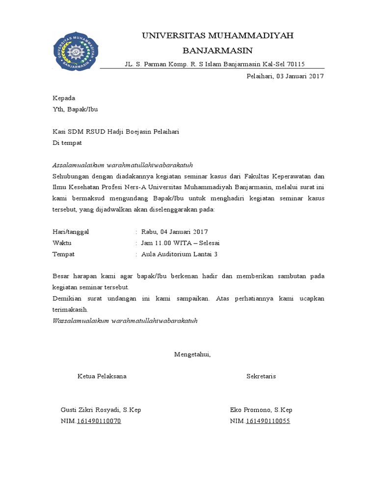 Contoh Undangan Seminar | PDF