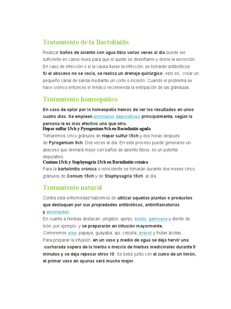 Tratamiento de La Bartolinitis