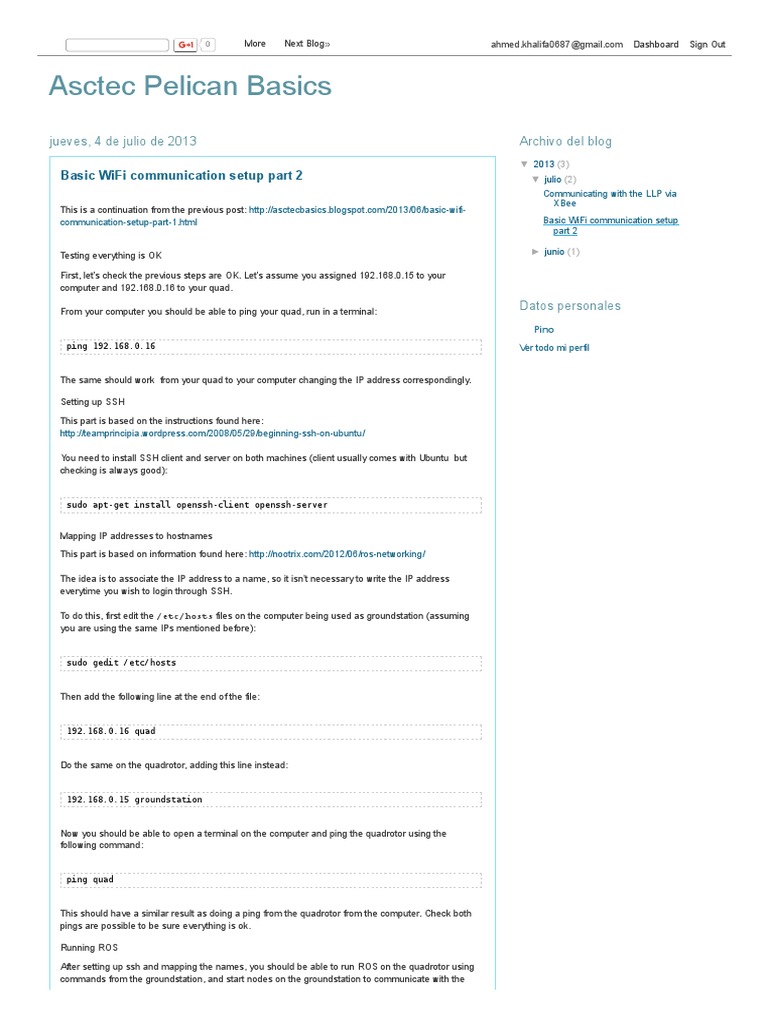 Asctec Pelican Basics - Basic WiFi Communication Setup Part 2 | PDF ...