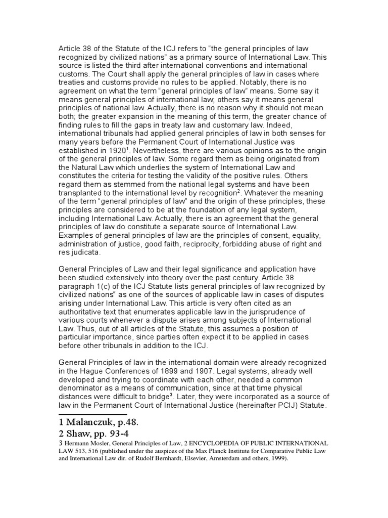 Article 38 of the Statute of the ICJ Refers To | Public International ...
