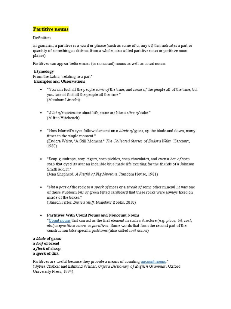 Partitive Nouns | PDF | Noun | Garlic