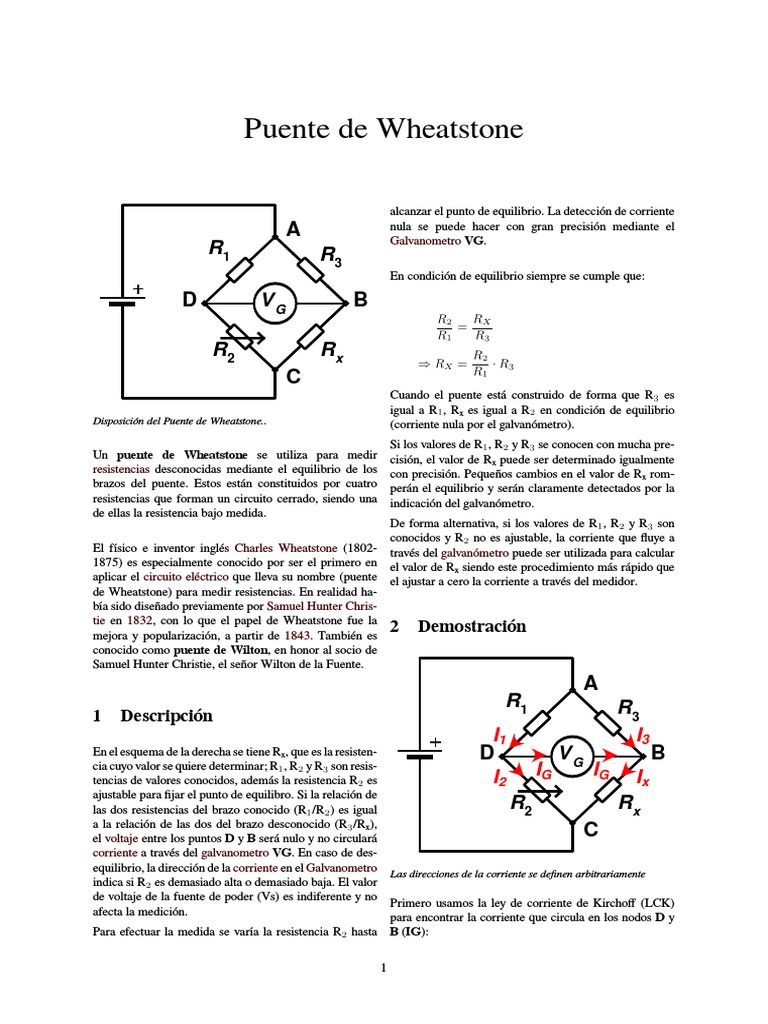 Puente De Wheatstone Pdf Cantidades Fisicas Ingeniería Electrónica