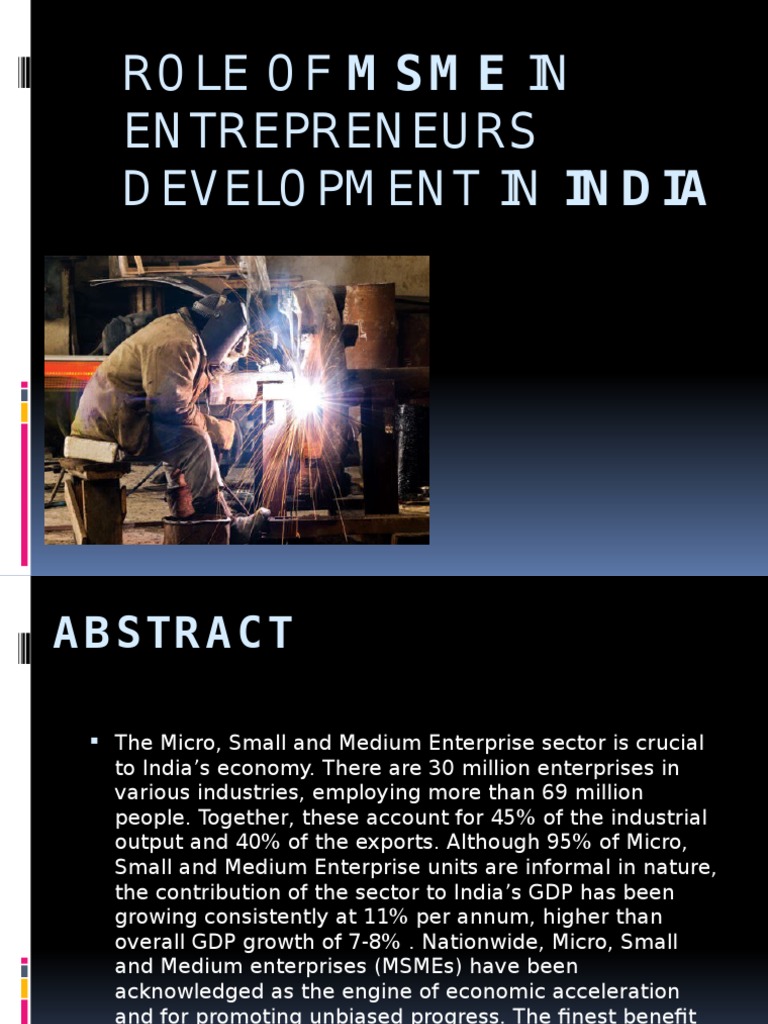 Role of MSME in Entrepreneurs Development in India | Economic Growth ...
