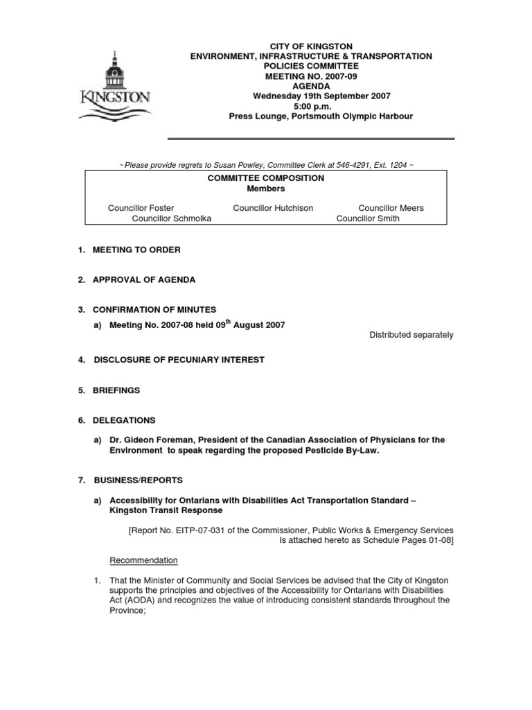 Please Provide Regrets To Susan Powley, Committee Clerk at 546-4291 ...