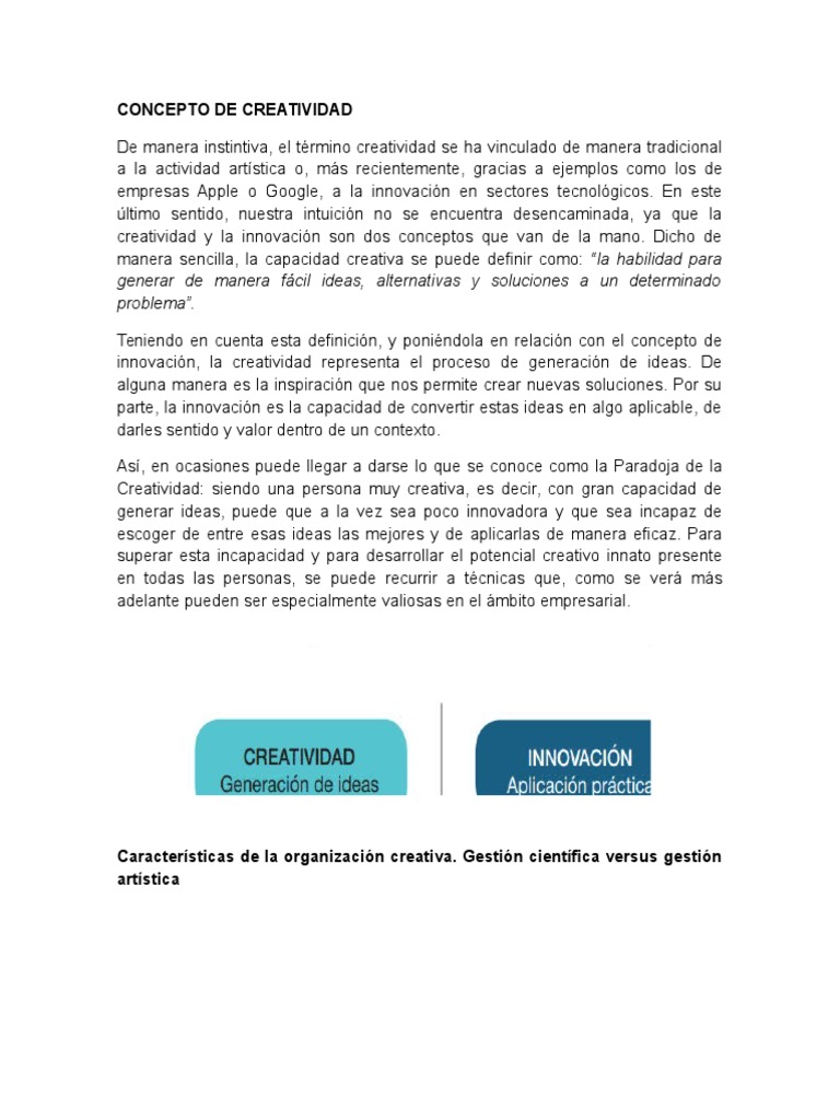 Creatividad e Innovación Empresarial | PDF | Creatividad | Innovación