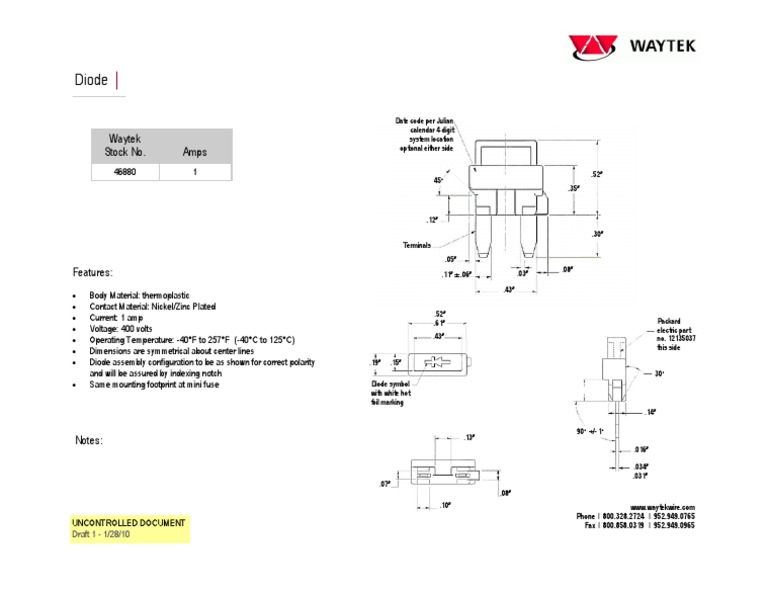 Littelfuse 02400104P Mini Blade Diode | PDF