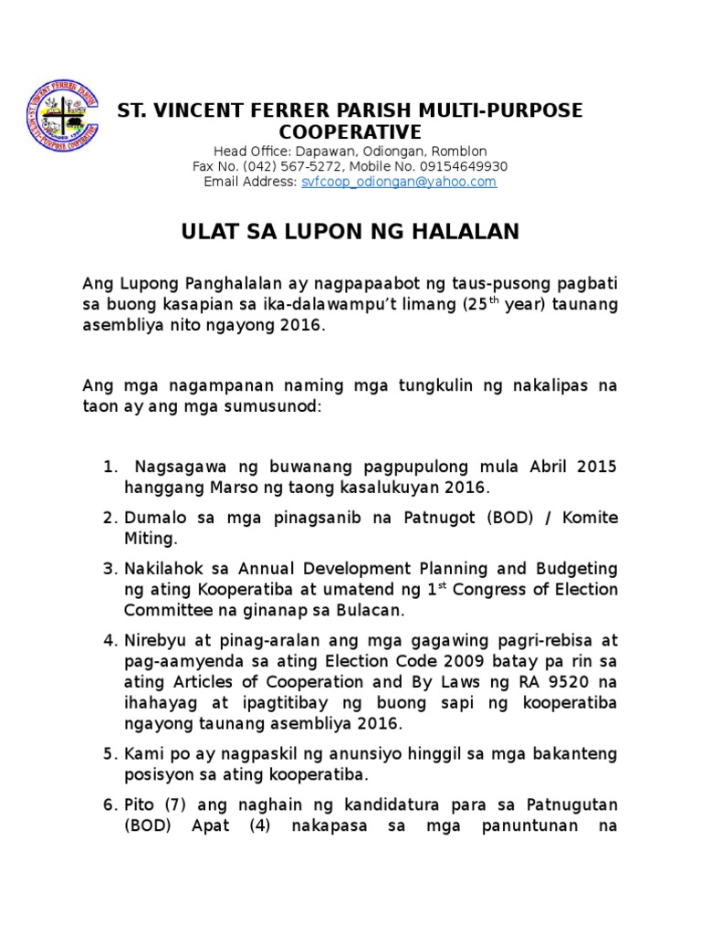 Ulat NG Lupon NG Halalan 2015 For Email | PDF