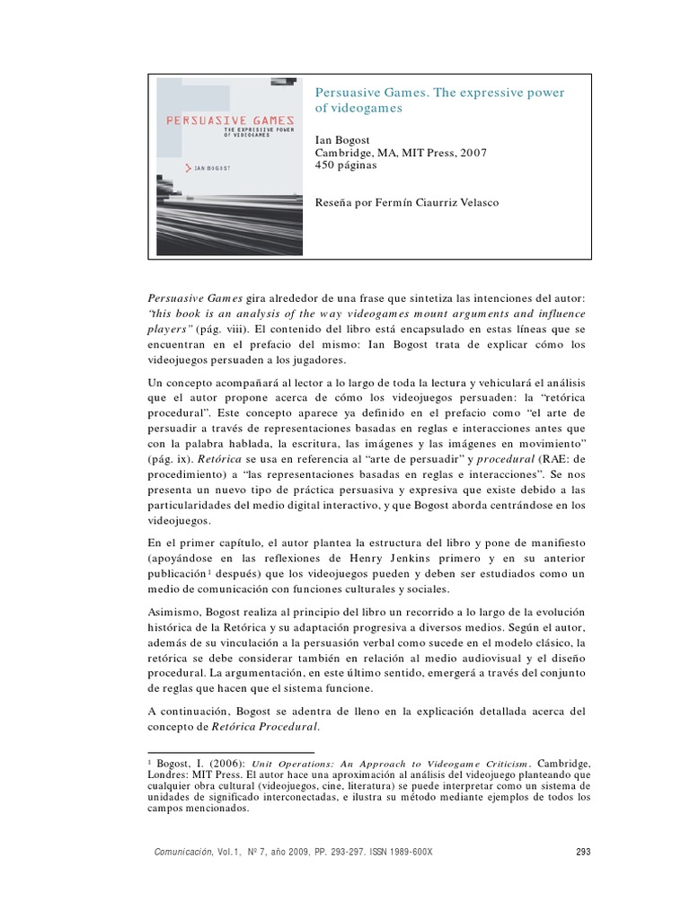 Persuasive Games The Expressive Power of Videogames | PDF | Retórica ...
