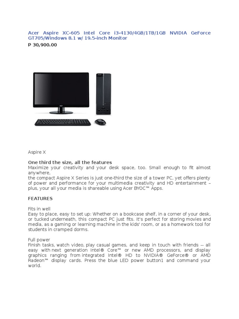 Acer Veriton M2630G Intel Core I5 | PDF | Image Scanner | Printer ...