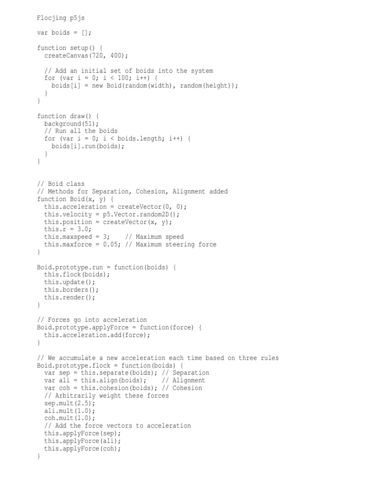 Flocking P5 Js Pdf Physical Quantities Motion Physics