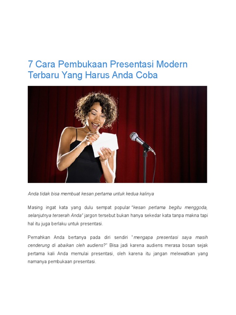 7 Cara Pembukaan Presentasi Modern Terbaru | PDF