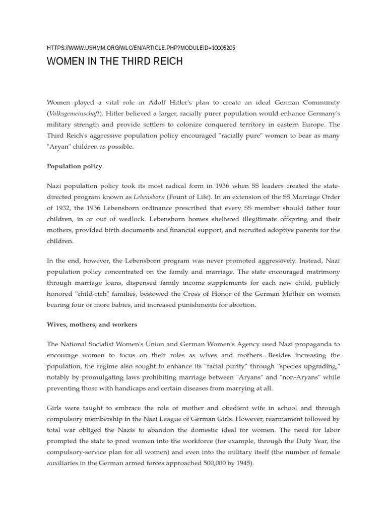 Women in Nazi Germany | PDF | Nazi Germany | Anti Communism