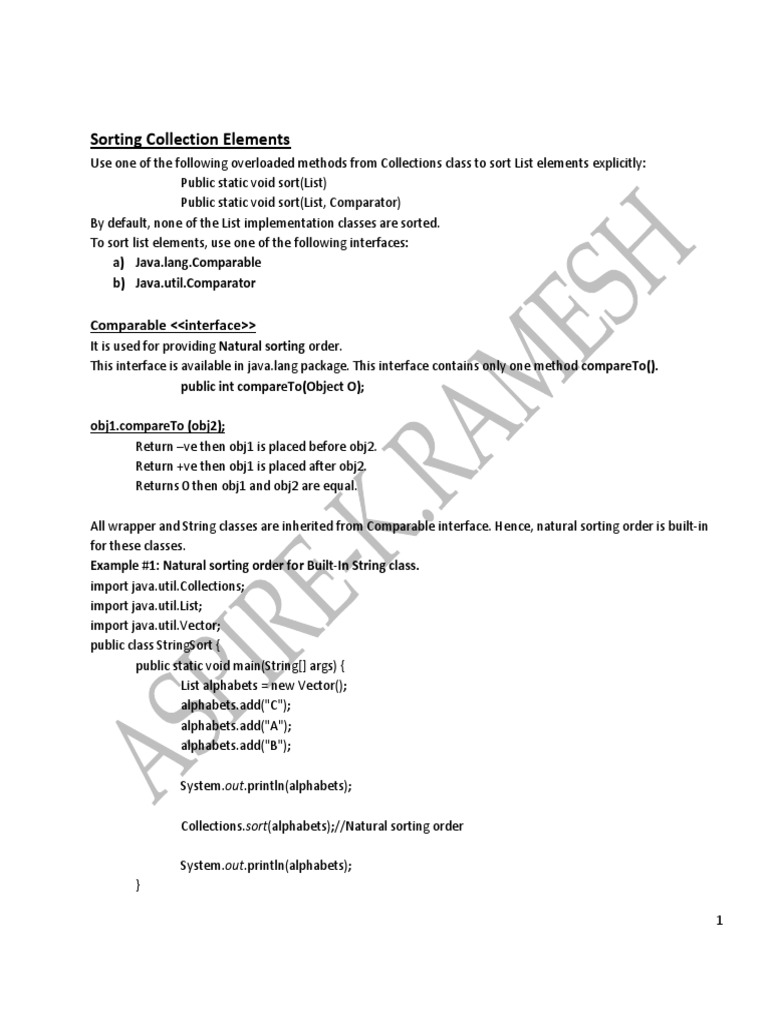 Comparator Comparable Pdf Java Programming Language String Computer Science 6998