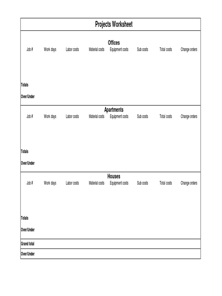 Projects Worksheet: Offices | PDF