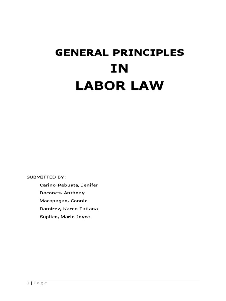 IN Labor Law: General Principles | PDF | Employment | Labour Law