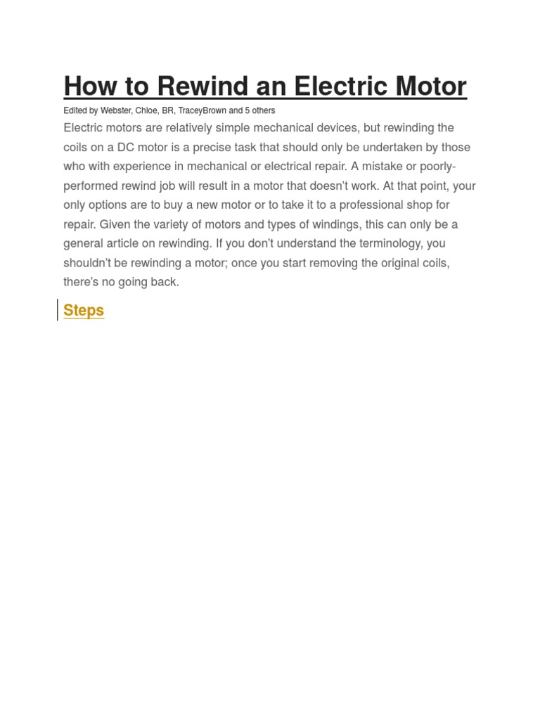 How To Rewind An Electric Motor | PDF | Electric Motor | Equipment