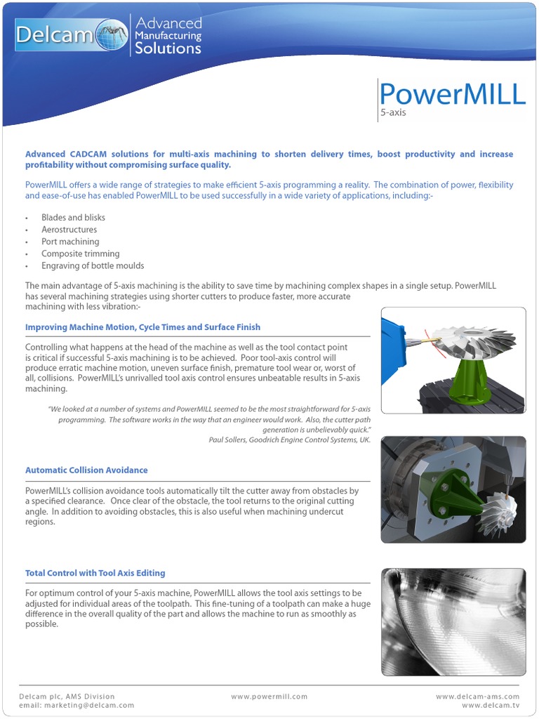 PowerMILL: Advanced 5-Axis Machining Solutions | PDF | Machining ...