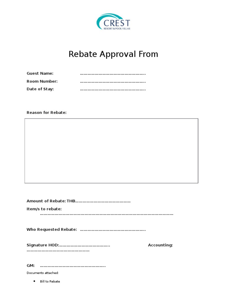 Rebate Approval Form | PDF | Finance & Money Management | Law