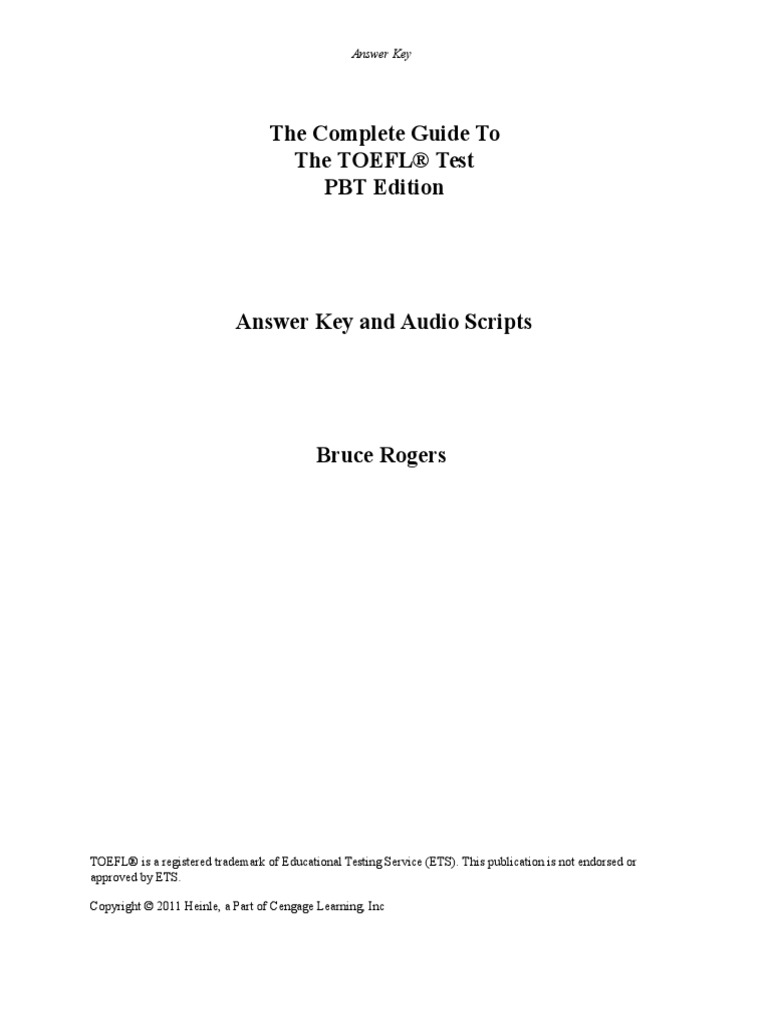 Key Answer Toefl PBT Bruce Rogers | PDF | Verb | Adjective