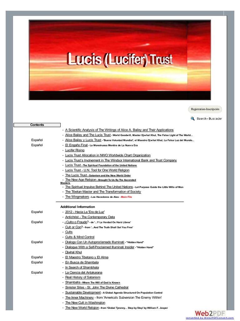 Lucis (Lucifer) Trust | PDF | Ascended Master | New World Order ...