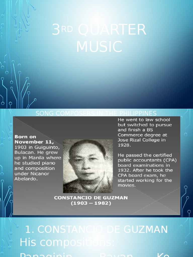 Constancio de Guzman: Filipino Composer | PDF | Art | Poetry