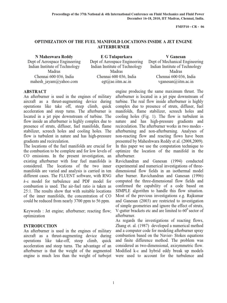 Optimisation of The Fuel Manifold Locations Inside A Jet Engine | PDF ...