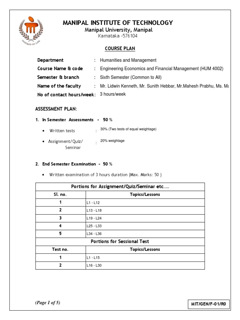 Lesson Plan-EEFM - NEW Final | PDF | Depreciation | Economics