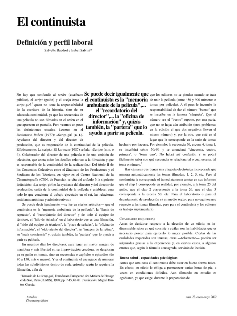 El Continuista | PDF | Televisión | Cinematografía