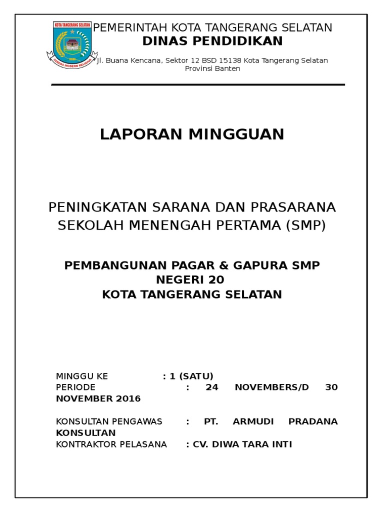 Cover Laporan Mingguan | PDF
