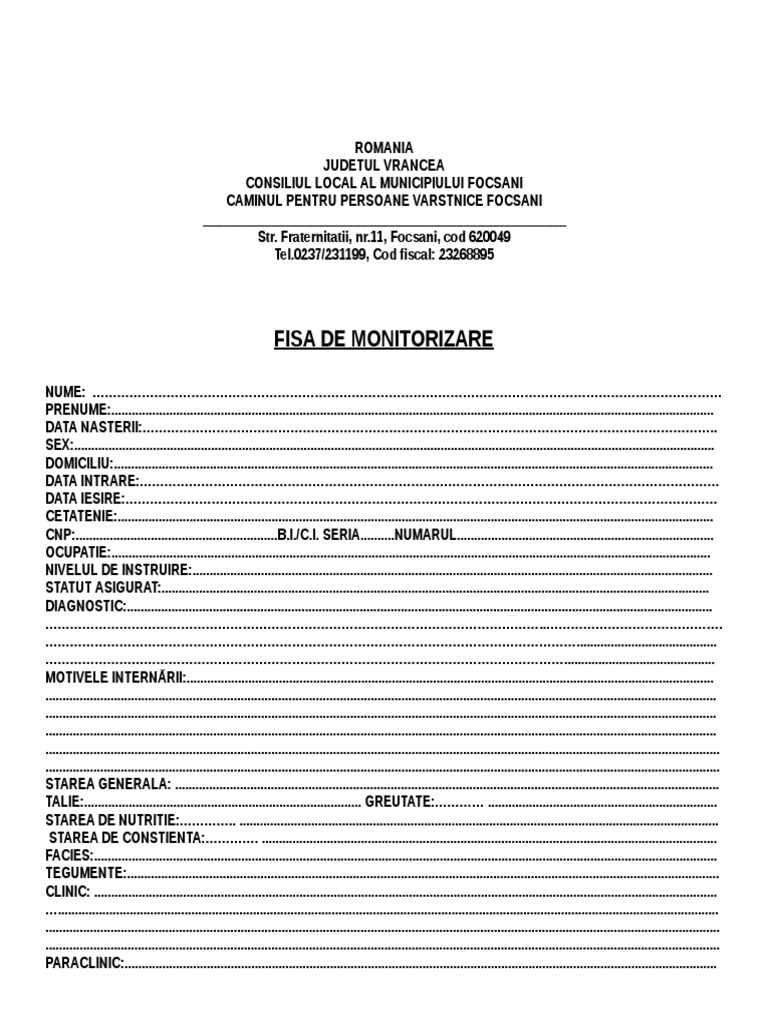 fisa monitorizare Focsani