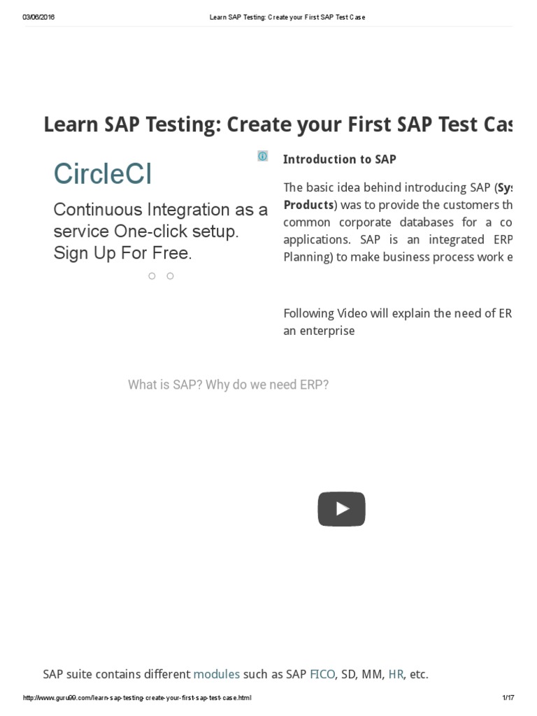 Learn SAP Testing - Create Your First SAP Test Case | PDF | Sap Se ...