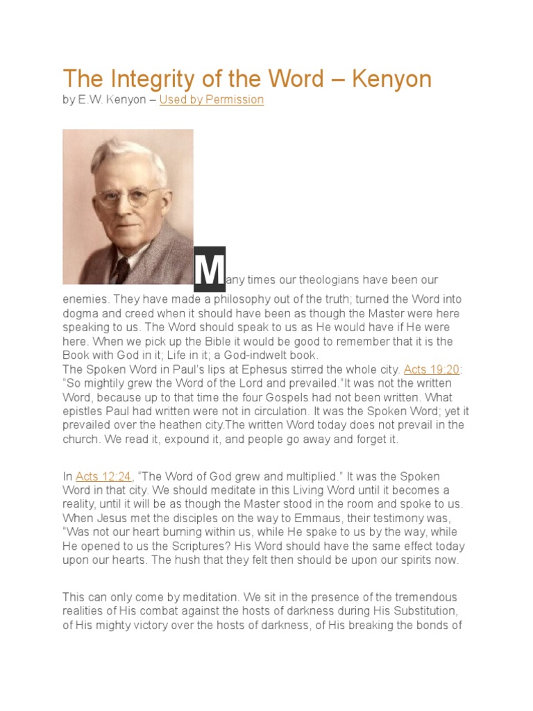 The Integrity of the Word - e. w. Kenyon