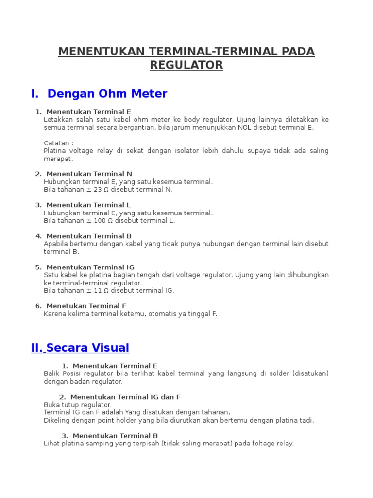 Menentukan Terminal Regulator | PDF