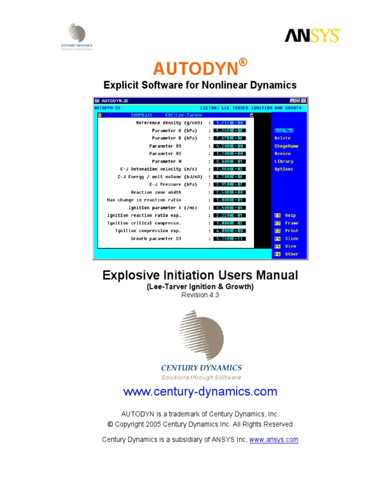 Lee Tarver Solving in Autodyn | Explosive Material | Shock Wave