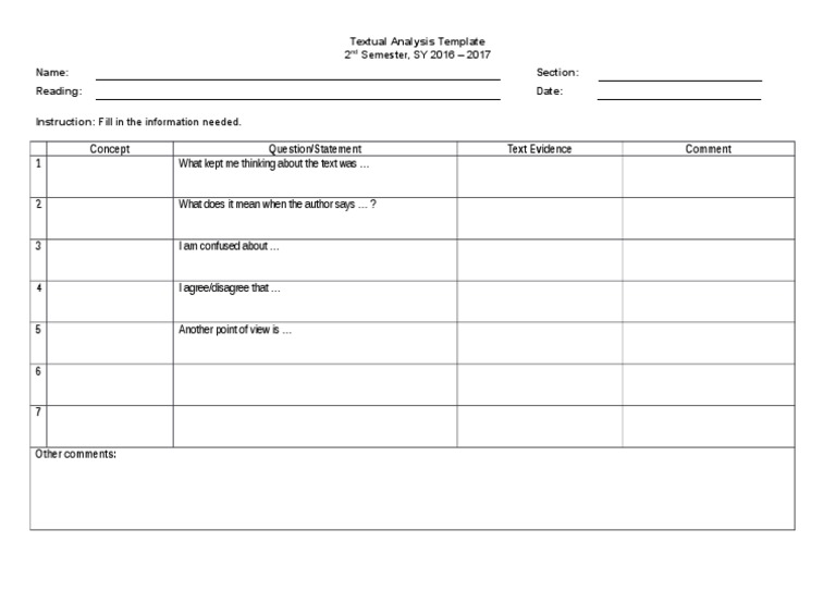 Textual Analysis Template | PDF
