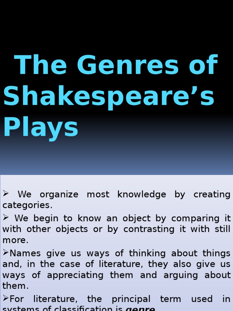 Shakespeare's Play Genres Explained | PDF | William Shakespeare ...