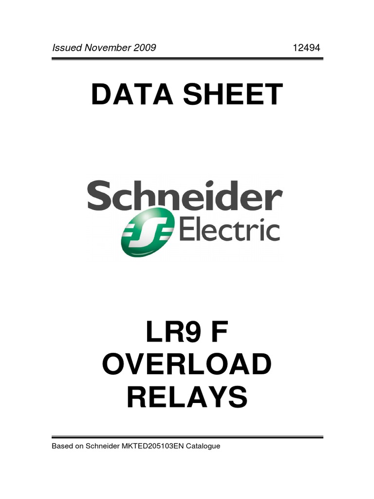 Schneider LR9 F Overload Relays | PDF | Relay | Resistor