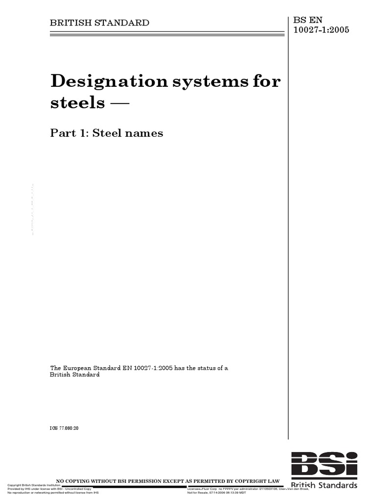 En 10027-1 (2005 BS) - Steel Designations | Download Free PDF | Steel ...