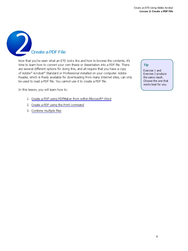 Create A PDF File: Exercise 1 and Exercise 2 Produce The Same Result. Choose The One That Works ...