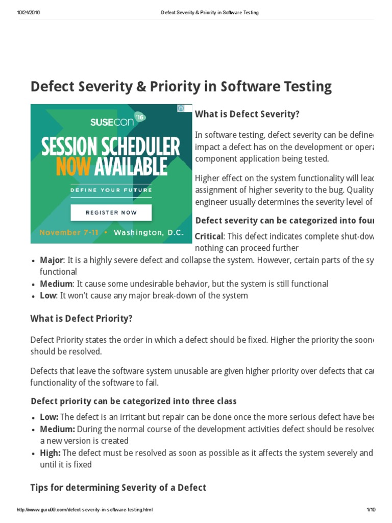 Defect Severity & Priority in Software Testing | Software Bug ... Defect Severity & Priority in Software Testing | Software Bug ...