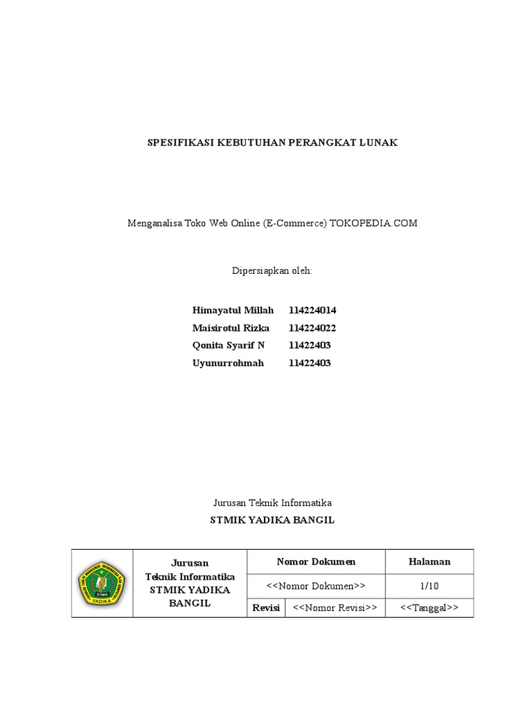 Template SKPL STMIK (Tokopedia) | PDF