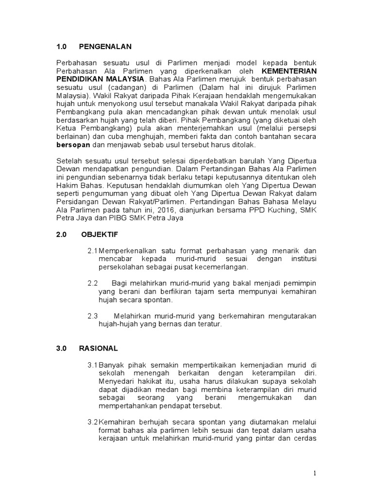 Kertas Kerja Bahas Ala Parlimen 2016 | PDF | Kajian Bahasa Asing