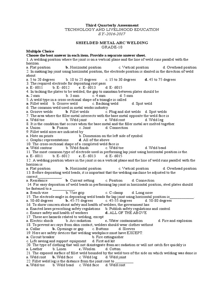 Grade 10 - Shielded Metal Arc Welding | PDF | Welding | Construction