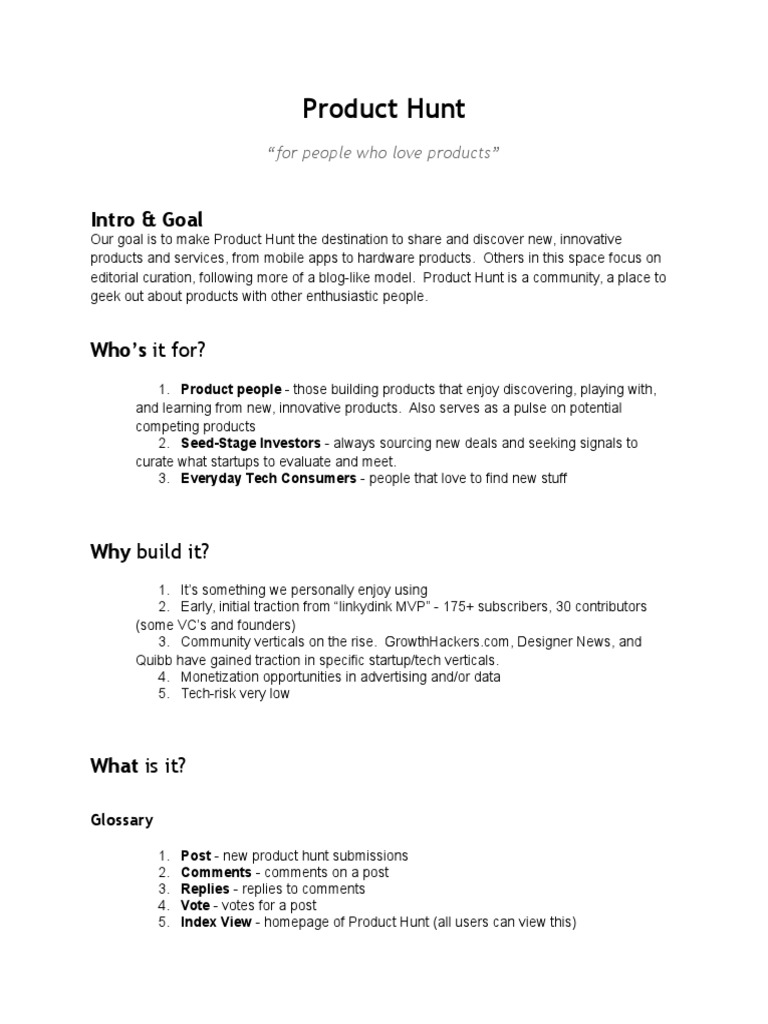 Product Hunt-Product Overview Template | PDF | Twitter | Email