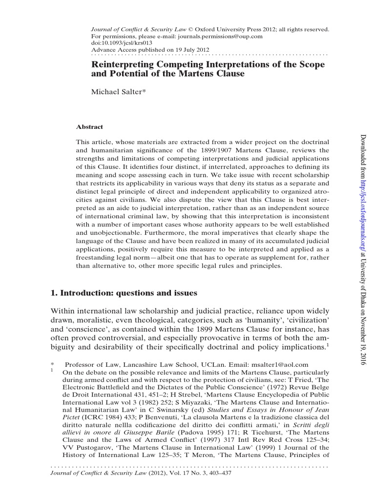 Potential of The Martens Clause | PDF | International Humanitarian Law ...