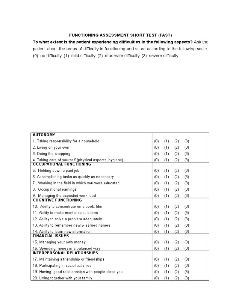 Functioning Assessment Short Test | PDF | Business | Technology ...