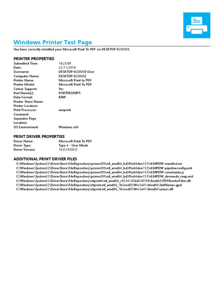 Windows Printer Test Page | PDF