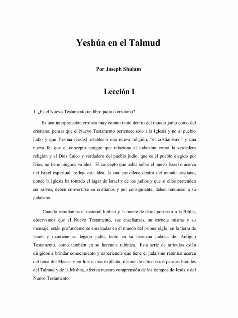Joseph Shulam, Yeshua en El Talmud | PDF | Talmud | Judaísmo