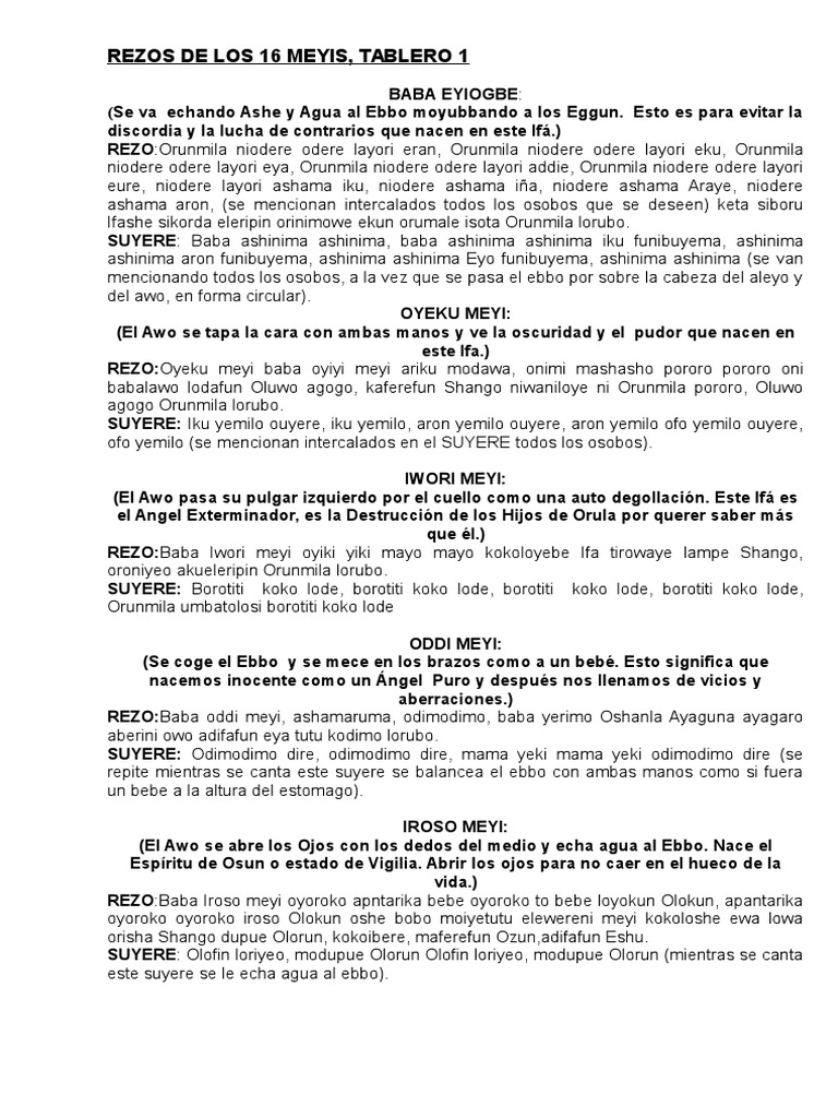 Rezos de Los 16 Meyis | PDF | Santeria