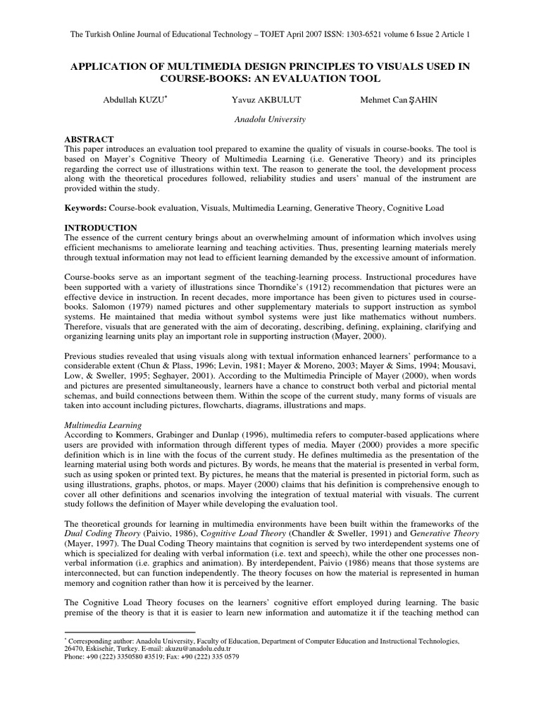 Multimedia Design Visual Article | PDF | Instructional Design | Mental ...